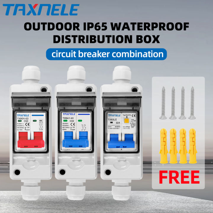 IP65 Waterproof Electrical Distribution Box AC DC Solar Circuit Breaker MCB 63A RCBO PC Plastic ...