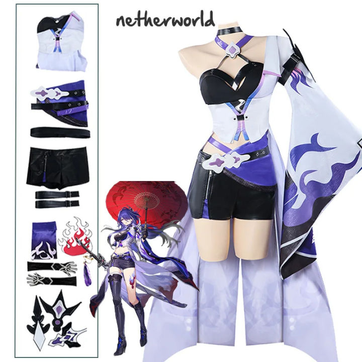 Acheron Cosplay Game Honkai Star Rail Red Acheron Cos Costume Dress Wig ...