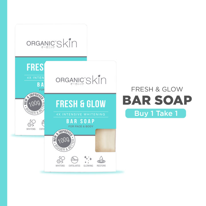 Organic Skin Japan Fresh & Glow 4x Intensive Whitening Soap 100g Set of ...