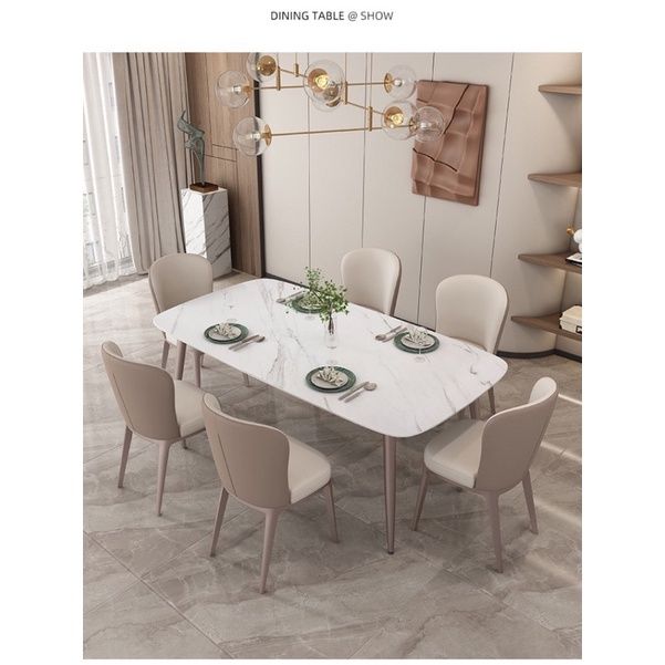 Sintered Stone Dining Table Set With Dining Chairs Nordic Dining Table ...