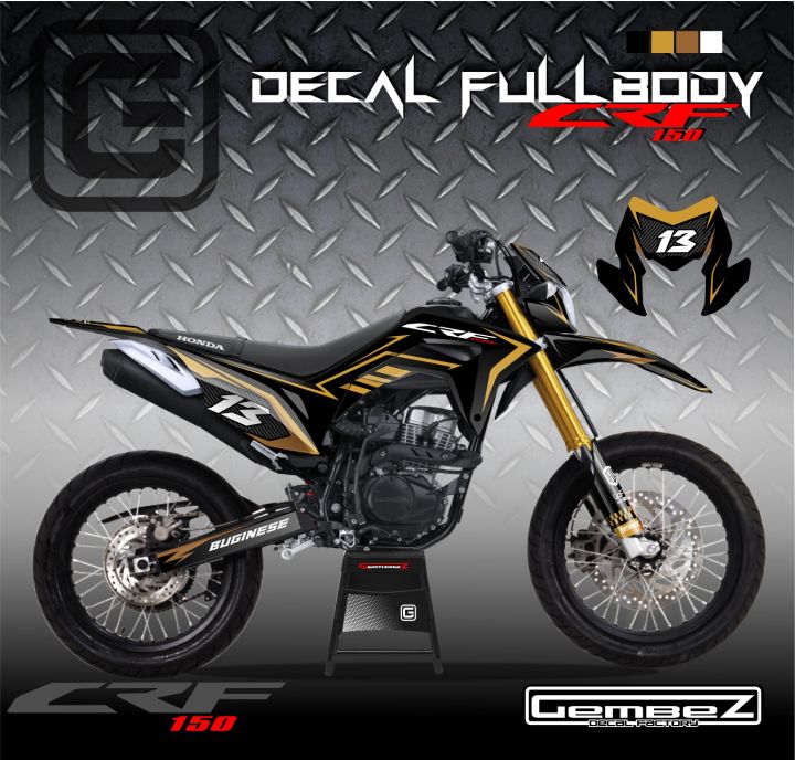 DECAL CRF 150 L STIKER CRF150L FULLBODY HITAM GOLD | Lazada Indonesia