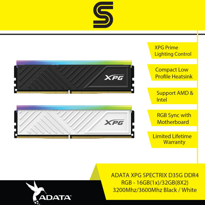 ADATA XPG Spectrix D35G DDR4 RGB (16GB (16X1)/32GB(16X2) 3200Mhz ...