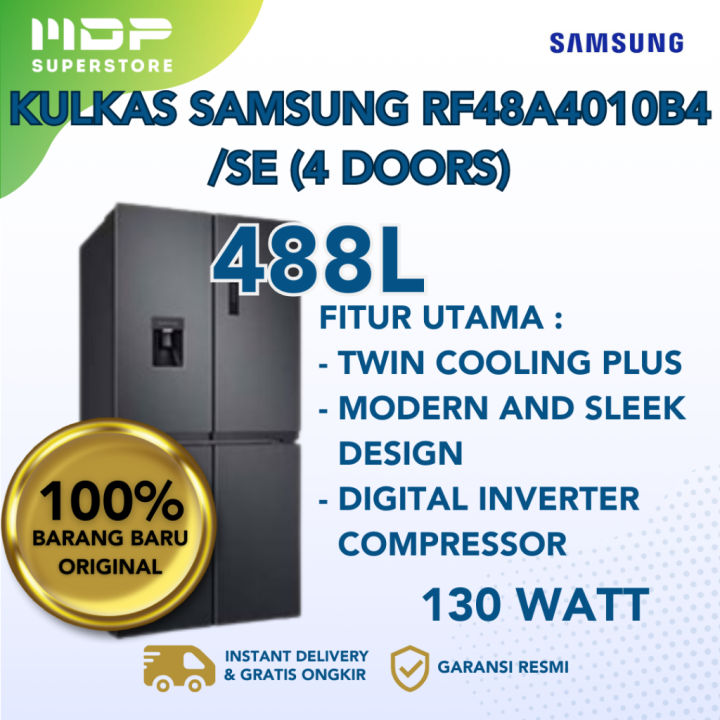 KULKAS SAMSUNG RF48A4010B4/SE (4 DOORS 488L) | Lazada Indonesia