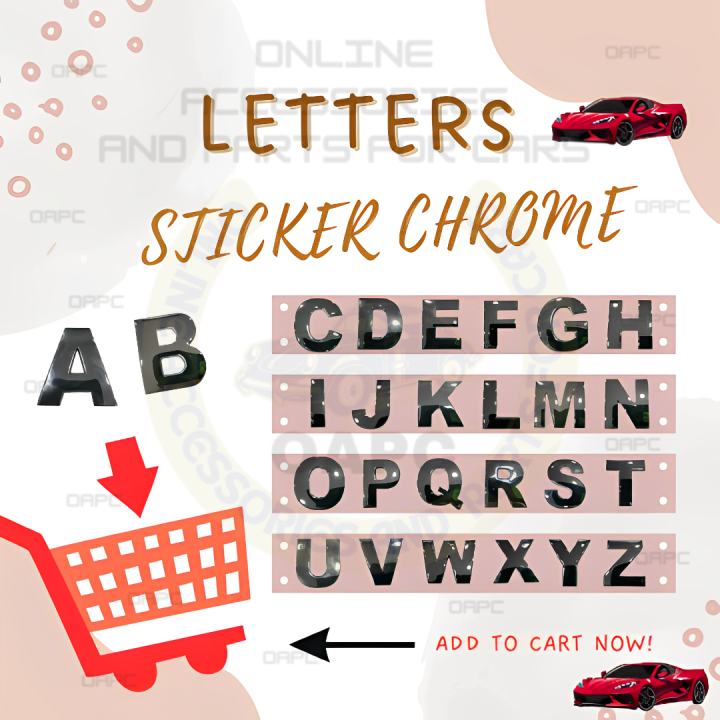 OAPC 1pc DIY Car Stickers Metal 3D Alphabet Sticker Car Letter Chrome ...