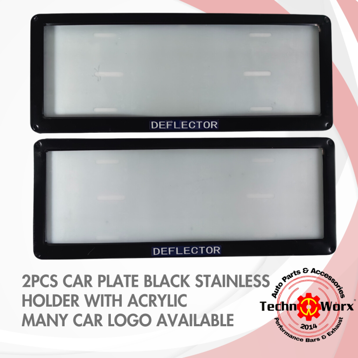 2pcs BLACK Car Plate Cover DEFLECTOR HONDA TOYOTA NISSAN MITSUBISHI ...