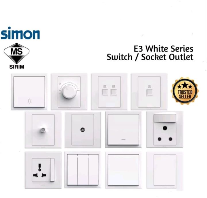 SIMON Switch E3 White/Silver/Black Switches & Socket | Lazada