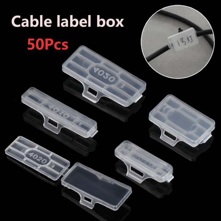 50PCS Waterproof Transparent Cable Sign Cards Label Display ...