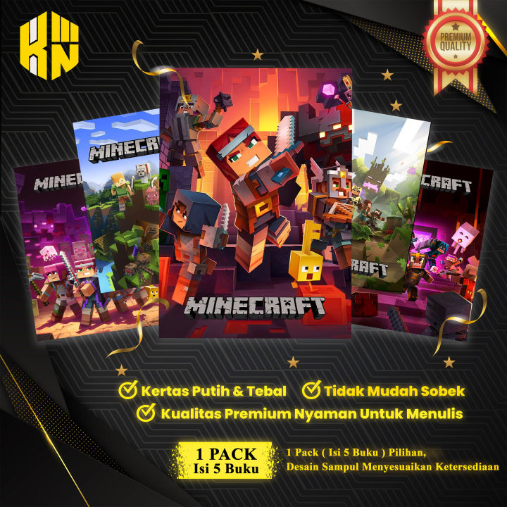 KEN.IND - Buku Tulis Sekolah Custom MINECRAFT Bergaris 38 Lembar 1 Pak ...