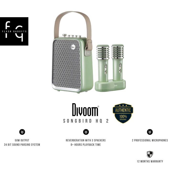 Divoom SongBird HQ 2 50W Dual Mic Karaoke & Bluetooth Speaker I 1 Year ...