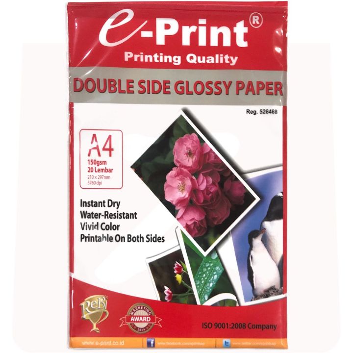 e-Print Kertas Foto Double Side Glossy 150g A4 20 Lembar | Lazada Indonesia