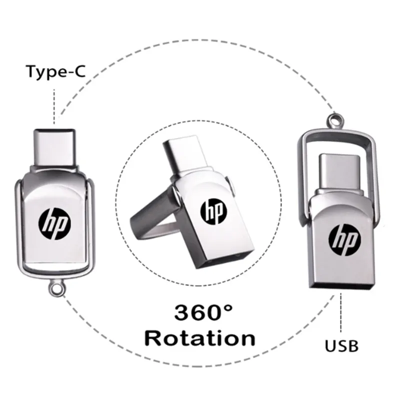 HP 1TB 2TB 2 in1 Mini OTG Type-C Pen Drive Mobile Phone PC Pendrive Flash Drives External Drive ...