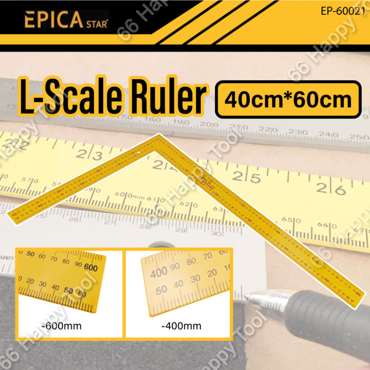 Epica Star 16" x 24" L-Scale Ruler L-Shaped Angle Try Square 40cm x ...
