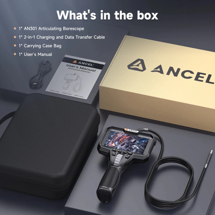 ANCEL AN301 Industrial Endoscope Camera 220°flexible rotate joints 6 ...