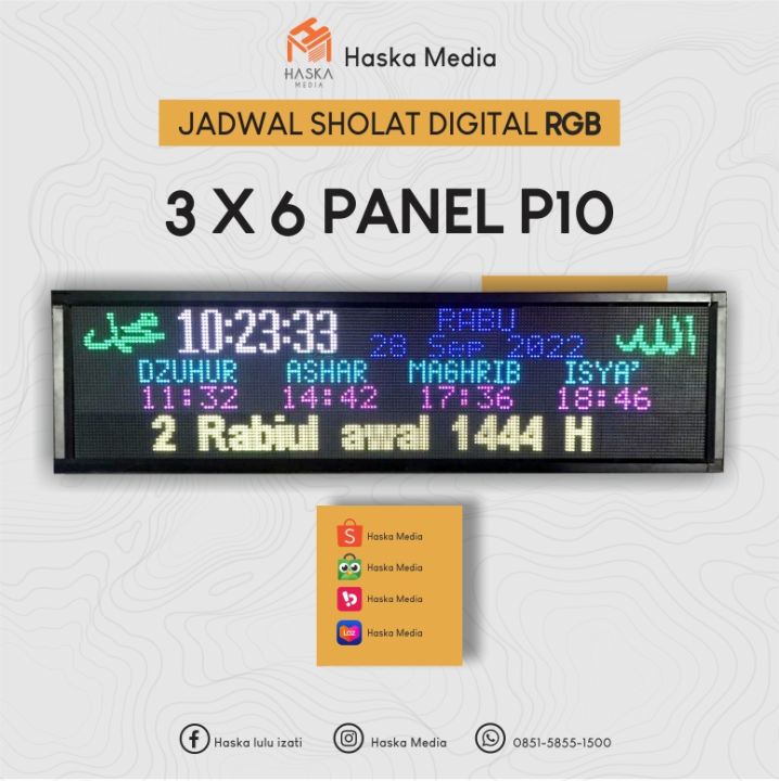 JAM JADWAL SHOLAT DIGITAL JWS 3x6 PANEL P10 RGB | Lazada Indonesia