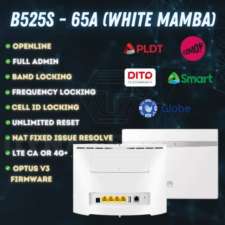 Huawei B525S-65A (White Edition) 4G+ LTE Wi-Fi Router | Openline | Full Admin Access | Up to 64 ...