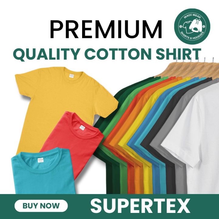 Supertex Plain T-Shirt Round Neck Colored Unisex Premium Cotton ...