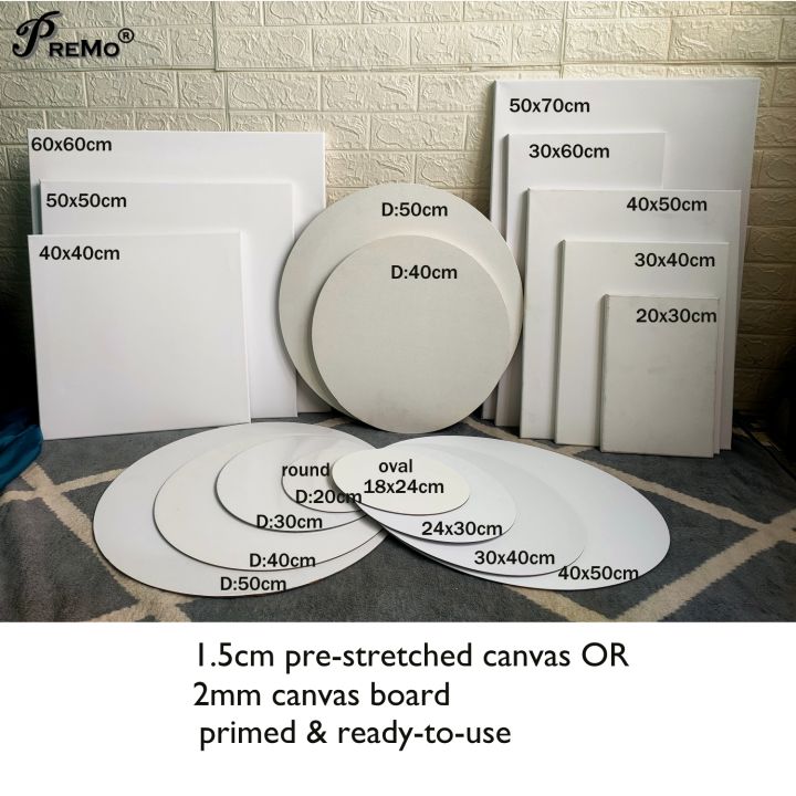 PREMO Art Canvas Pre-Stretched & Primed- 100% Cotton Thin Canvas board ...