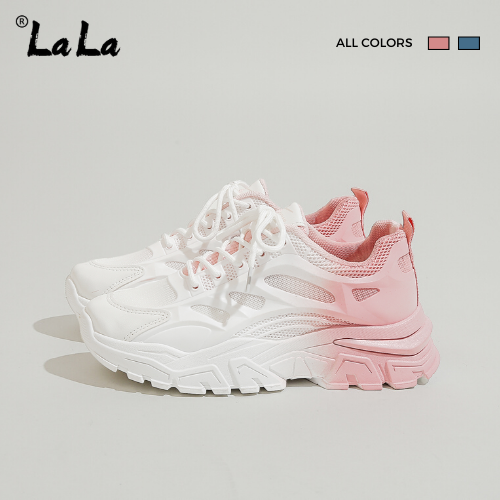【LaLa】new ombre two tone color rubber shoes chunky sneakers for woman ...