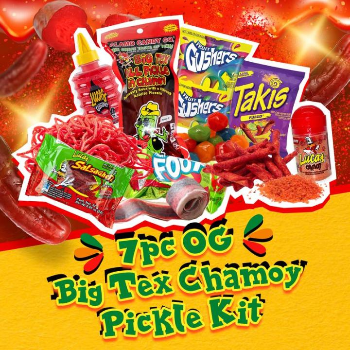 OG Chamoy Pickle Kit 7 piece kit with Big Tex Pickle, Gushers, Takis ...