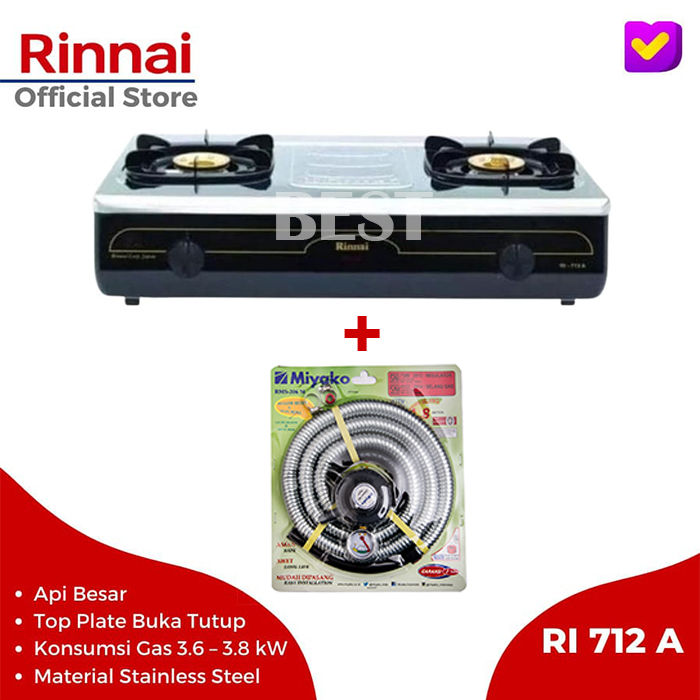 Kompor Gas Rinnai RI - 712a Kompor Stainless Steel Top Plate Kompor Dua Tungku Grande Series ...