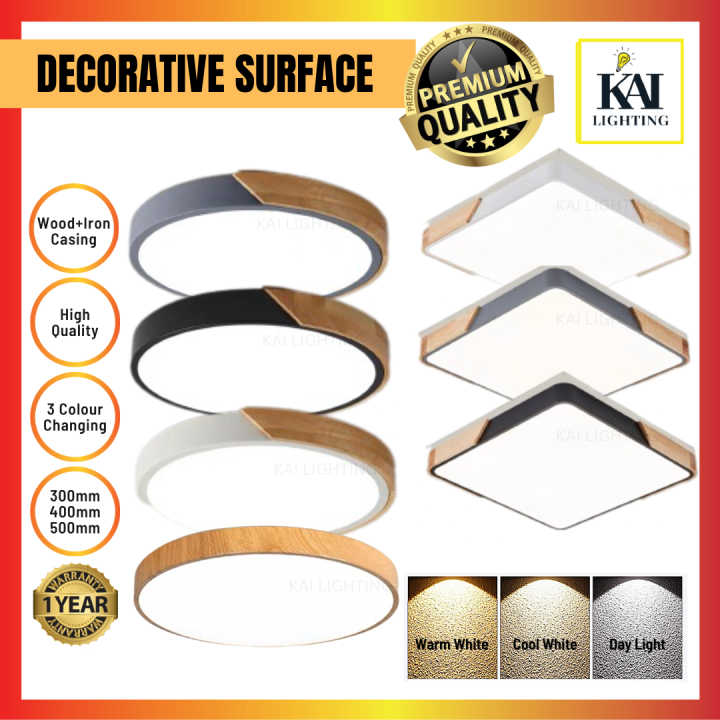 NORDIC MUJI CEILING LIGHT 50CM MODERN LED SURFACE WOOD FRAME CEILING ...