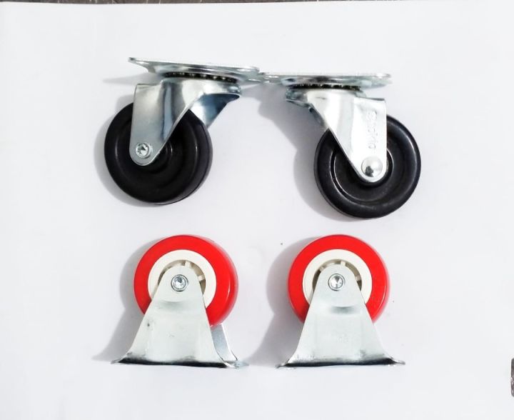 Roda Troli 3 1Set (2hidup+2mati) Roda karet / Roda Troly / Roda Etalase ...