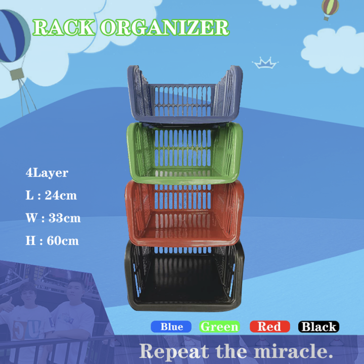 3-Tier Multi Purpose Plastic Colorful Storage Rack Stand Stackable ...