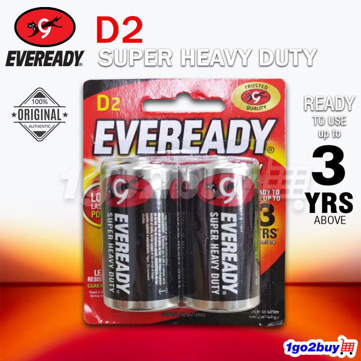 Eveready Super Heavy Duty Battery D R20 1.5V Carbon Zinc Batteries D2 ...