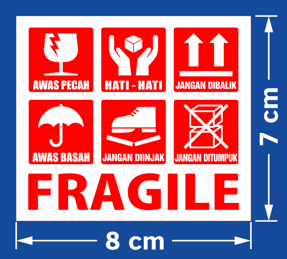 Sticker Fragile 100 Pcs Stiker Hati-Hati Awas Pecah 7 x 8 cm (100 pcs ...