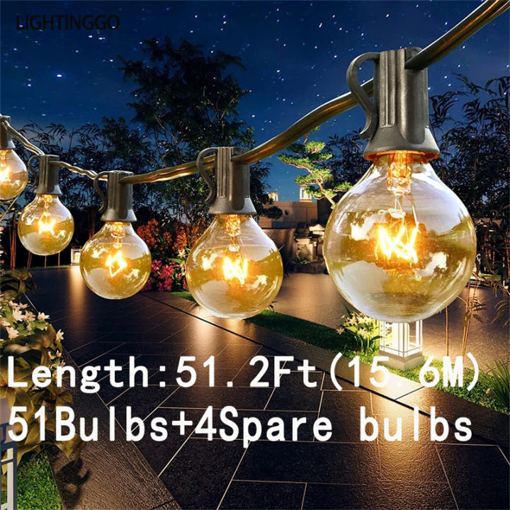 LIGHTINGGO 51.2/27FT G40 String Light Indoor Outdoor Fairy Waterproof ...