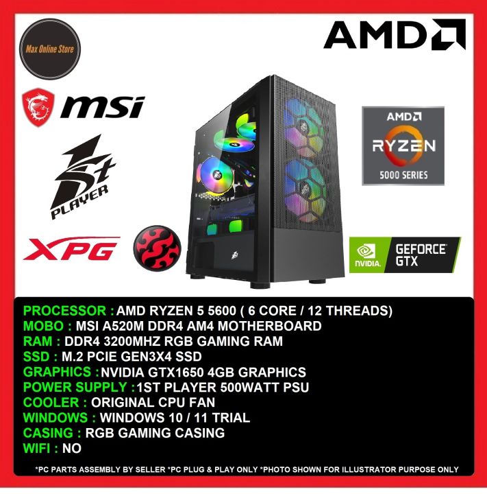 Gaming Value PC Desktop AMD Ryzen 5 5600/8GB/16GB/256GB SSD/512GB SSD ...