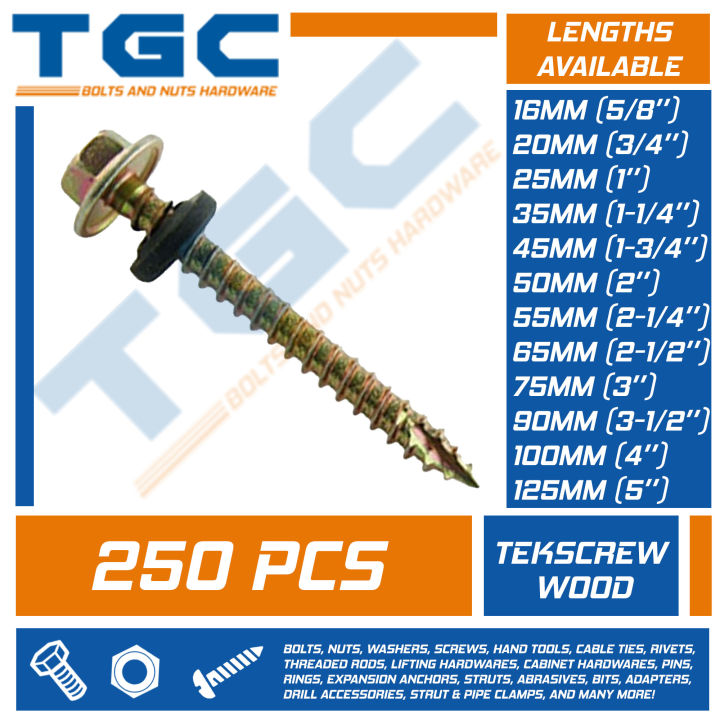 250 PCS Tekscrew 12 x 16 / 20 / 25 / 35 / 45 / 50 / 55 / 65 / 75 / 100 ...