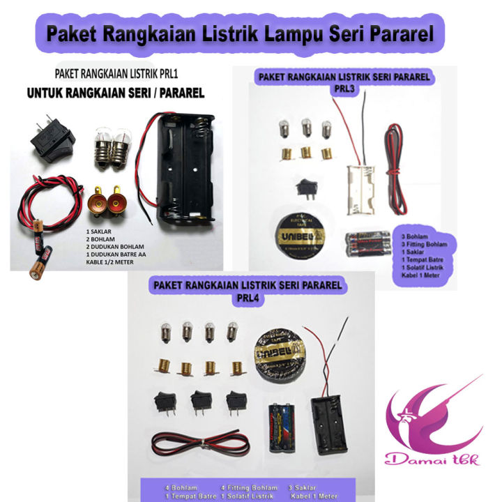 Paket Rangkaian Listrik Lampu Seri Pararel Praktek anak Sekolah ...