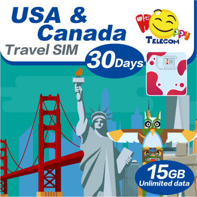 Happy - USA/Canada 30 Days Unlimited Data Travel Sim (excludes Alaska ...