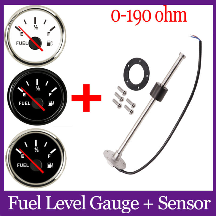 52mm 0-190 Ohm Pointer Fuel Level Gauge Water Level Gauge with Red Backlight 9-32V Oil Tank ...