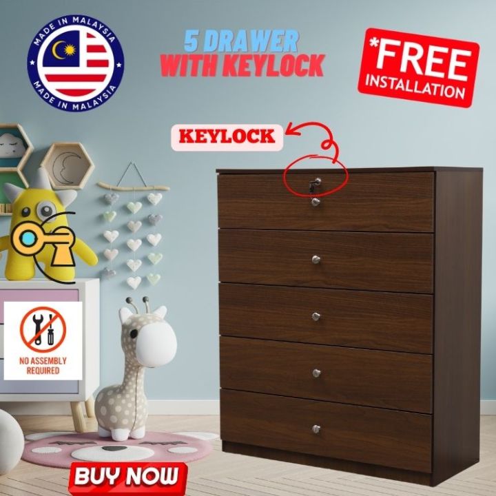 ROAM Almari Baju 5 Layer Chest Drawer Ikea 5 Tier Cupboard Wardrobe ...