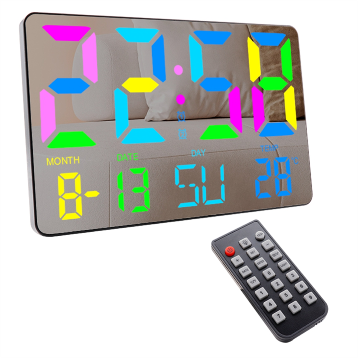 Digital Wall Clock Display, 11.2Inch Rainbow LED Clock with Date ...