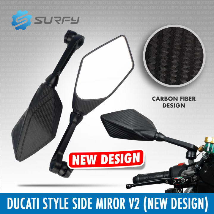 Ducati V2 Side Mirror Carbon Fiber Design AHRS Brand With HD Walang ...