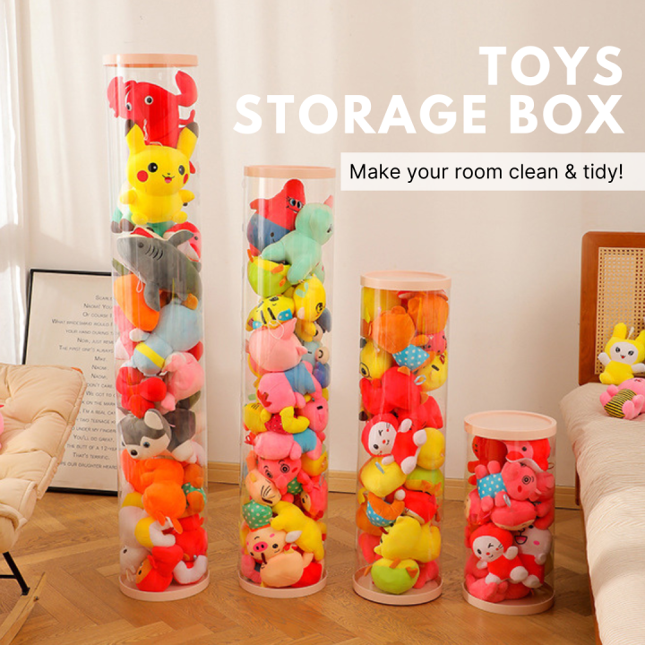 PVC Plush Doll Storage Box 32CM Toys Storage Bucket Dustproof ...