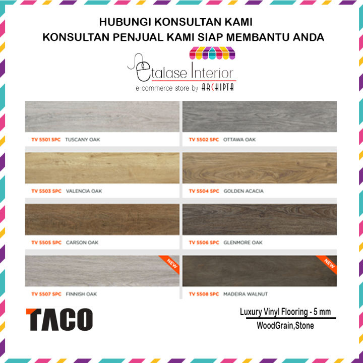 Taco - SPC Flooring/ Parquet/ Lantai kayu Locking/ Klik 5 mm ...