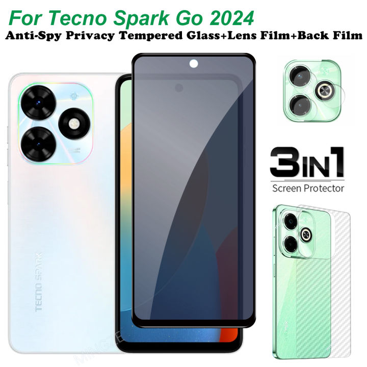 3-in-1 Tecno Spark GO 2024 Anti-Spy Privacy Tempered Glass Tecno Spark GO 2024 Ceramic film ...