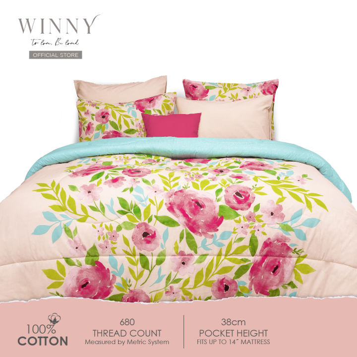 WINNY Floreal Comforter Set - 100% Cotton 680 TC (SUPER SINGLE) | Lazada