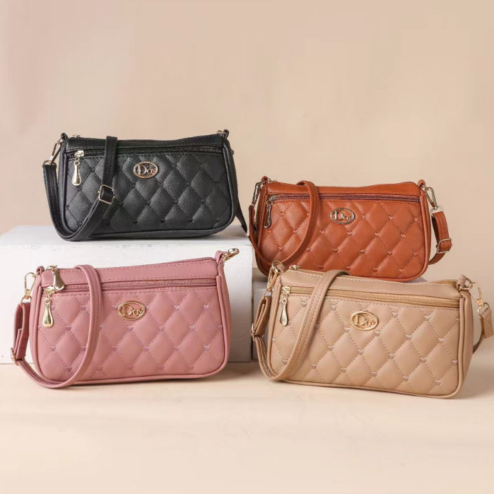 Mumu 4031 Korean Woman Leather Embroidery Sling Bag Multi-Pocket Ladies ...