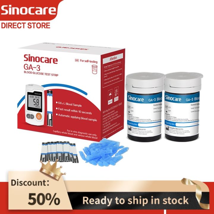 Bottled Version Sinocare Testing Strips 50/100pcs Free Lancets For GA-3 ...