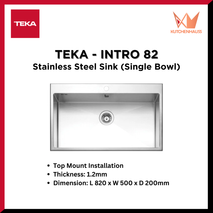 TEKA - 82cm Top Mount Stainless Steel Kitchen Sink | INTRO 82 | Lazada