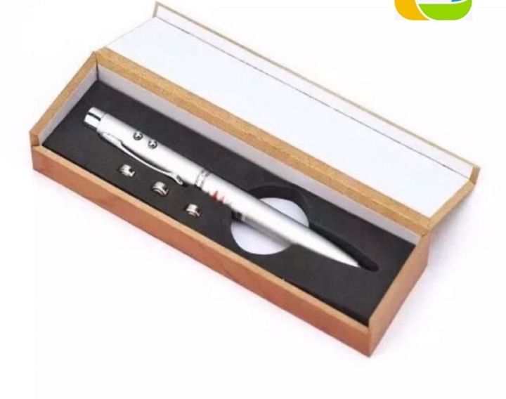 3 in 1 Laser LED Light Ballpen w/Wooden Box Reusable Ballpen Can Chnage ...