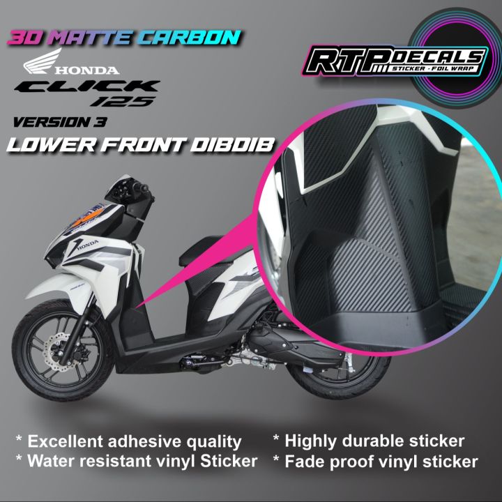 HONDA CLICK 125 V3 LOWER FRONT DIBDIB CARBON FIBER DECALS STICKER CUT ...