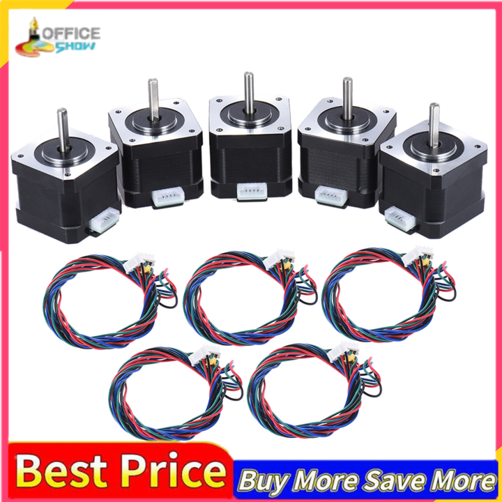 5pcs Nema 17 Stepper Stepping Motor Drive Control 2 Phase 1.8 Degree 0.9A 0.4N.M 42mm with Lead ...