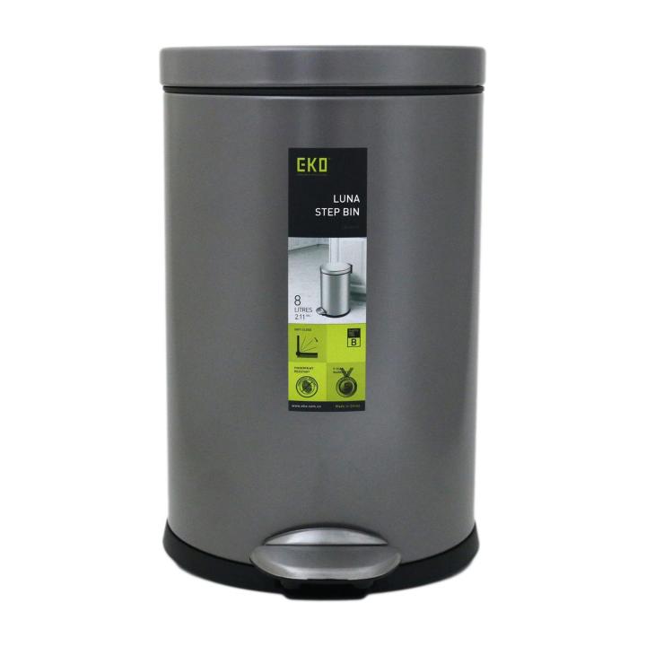ToTT EKO Luna Stainless Steel Step Bin With Soft Closing Lid 8L ...