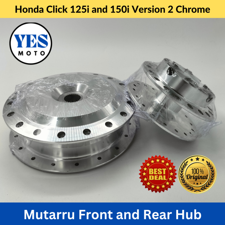 Mutarru Front and Rear Hub Honda Click 125i and 150i Version 2 Chrome ...